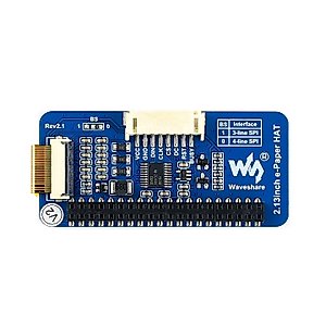 waveshare TOP1 2.13inch e-Paper Display HAT for Raspberry Pi Black/White Electronic Ink Display Screen 250x122 Resolution Supports Partial Refresh 3.3V/5V