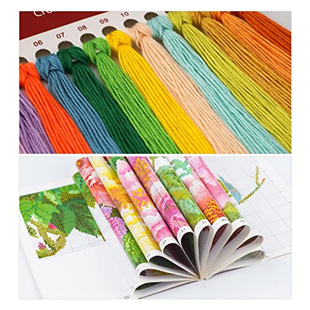 Stamped Cross Stitch Kits for Adults Beginners Seaside Mountains Castles Rainbow Towns Pattern 11CT Pre-Printed Fabric Embroidery Arts and Crafts Kit Needlepoint Starter DIY Wall Decor, 12 x 16 inch