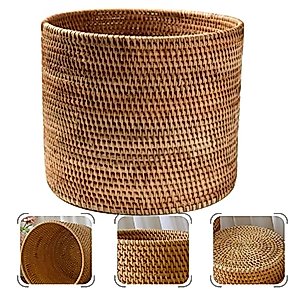 ULTECHNOVO Woven Wastebasket Imitated Basket, Decorative Vegetable Wicker Sundries Holder Grass Rattan Round Basket Container Vintage Organizing L Pastoral Potato Finishing S Bathroom