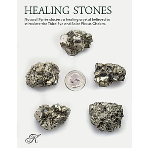 KALIFANO Natural Pyrite Cluster - High Energy Iron Piedra Pirita from Peru with Healing Properties (Information Card) Fools Gold Rock Reiki Crystal Used for Increased Willpower and Manifestation