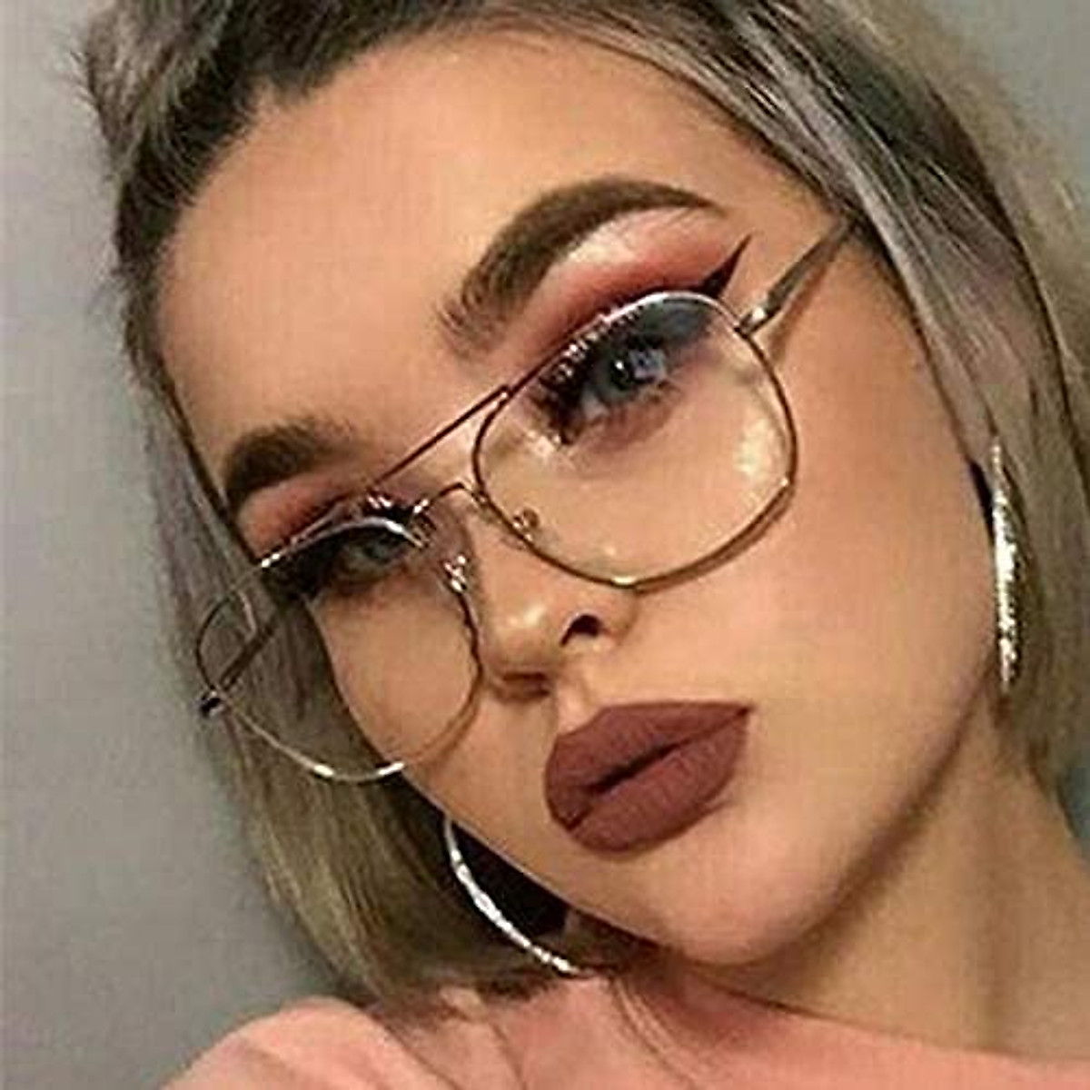 COASION Classic Non-prescription Clear Lens Eyeglasses Metal Frame Eyewear for Women Men (Gold)