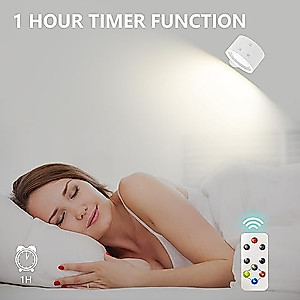 Deyagoo UP&Down Light Source LED Wall Sconce, Wall Mounted Lamps with Battery Operated, 4 Color Temp, Dimming, RGB&Ambience Lights, Removable Charging, Touch&Remote Control, Light for Reading Bedside