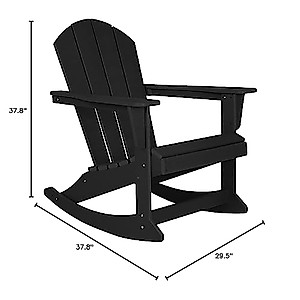 WO Home Furniture Patio Rocking Chair Set of 4 PCS Classic Outdoor HDPE UV Weather Resistant (Black)