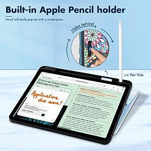 Dteck for iPad 9.7" Case, PU Leather Folio with Auto Sleep Wake/Stand, Built-in Pencil Holder, Protective Cute Stained Glass Cover