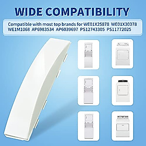 Vanshly Dryer Door Handle Compatible with GE WE01X30378 PS1177202 WE1M1068 WE01X25878 White Color,Replacement Parts,Dryer Door Handle Parts