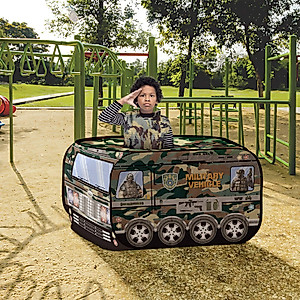 FUN LITTLE TOYS Military Pop Up Play Tent with Army Costume, Children Play Tent for Indoor & Outdoor