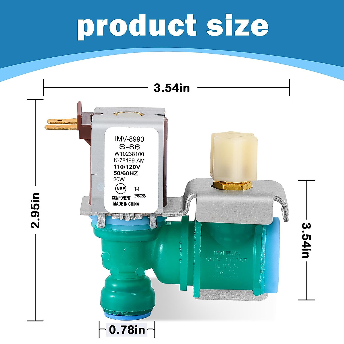 WPW10238100 W10238100 & WPW10341320 W10341320 Combination Refrigerator Water Inlet Valve Compatible with Whirlpool, Kenmore, Kitchen-Aid