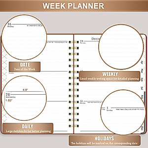 Planner 2024 - Planner/Calendar 2024, Jan.2024 - Dec.2024, 2024 Planner Weekly & Monthly with Tabs, 6.3" x 8.4", Hardcover + Back Pocket + Twin-Wire Binding, Daily Organizer - Mystic Black