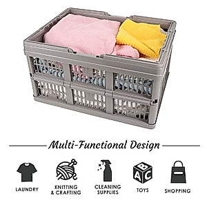 Home+Solutions 3 Piece Collapsible Basket Set - Grey Plastic Containers for Multipurpose Storage