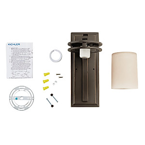 Kichler Hendrik 12" 1 Light Wall Sconce with Light Umber Etched Glass Olde Bronze®