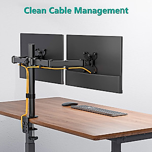 WALI Dual Monitor Desk Mount, Monitor Stand for 2 Monitors Up to 27inch, Dual Monitor Mount Max 22lbs for Home, Office, School (M002), Black