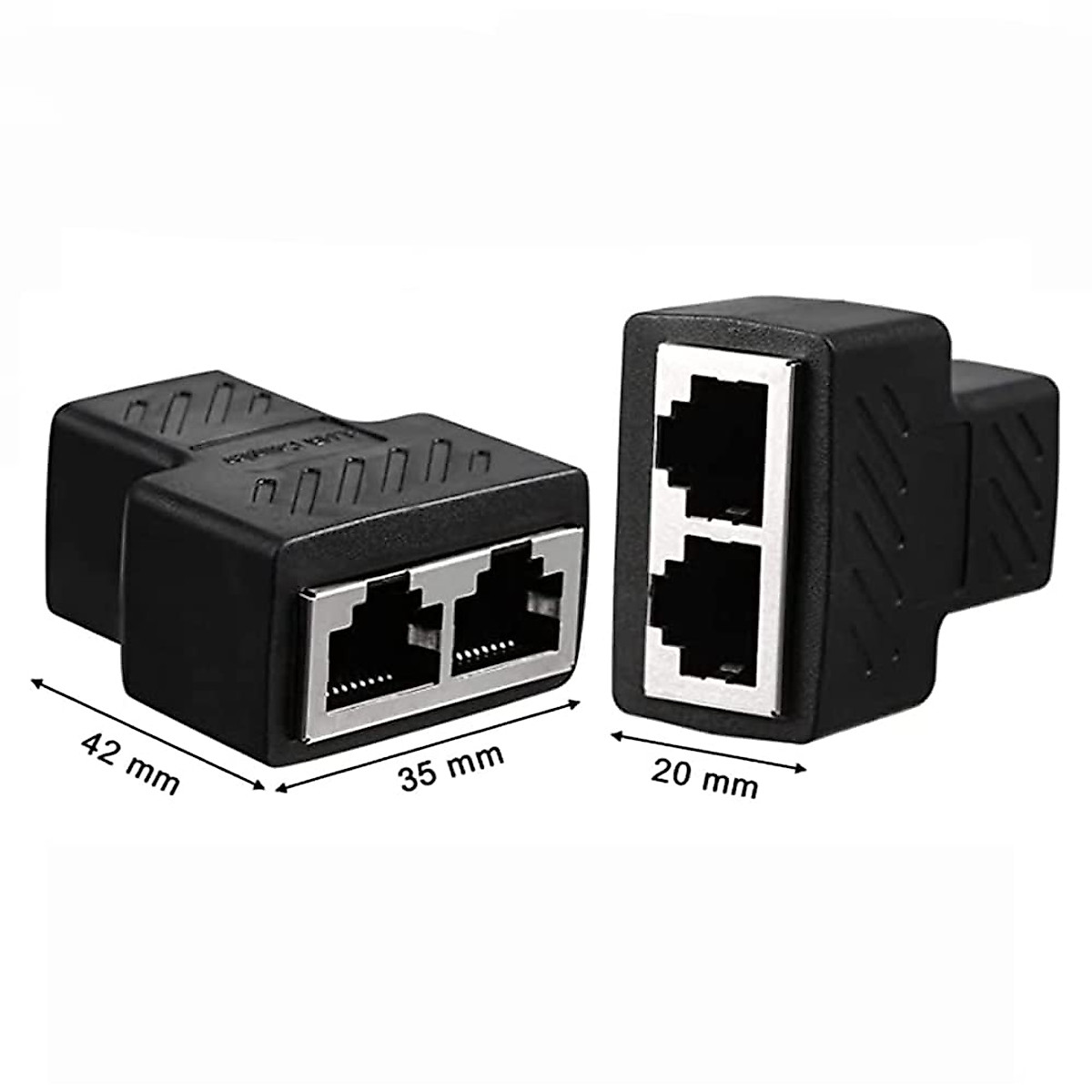 Aoiutrn RJ45 Network Splitter Adapter, RJ45 1 to 2 Port Dual Female Socket Ethernet Connector 8P8C Extender Plug LAN Network Cable for Cat5, Cat5e, Cat6, Cat7
