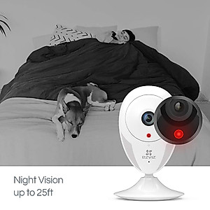 EZVIZ Indoor Wi-Fi Security Camera, Motion Detection Alert, Baby/Pet Monitoring, 111° Wide Angle, Two-Way Audio, Works with Alexa Google Home, 25ft Night Vision (CTQ2C-2 Pack WH)