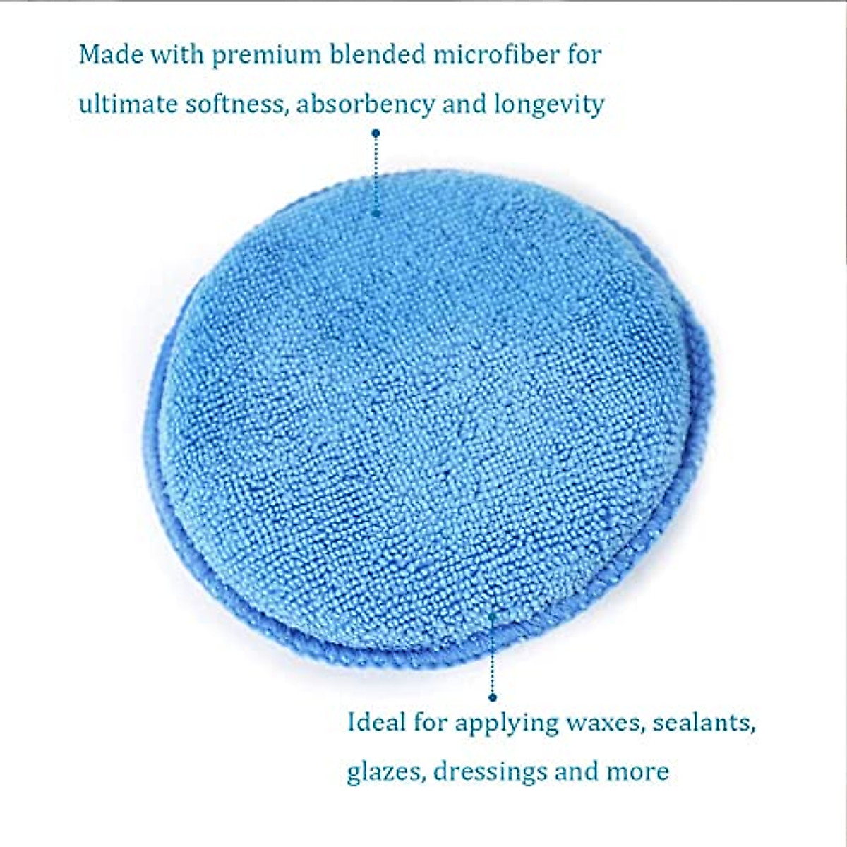 Microfiber Applicator Pad, 20 Pack 5 Inch Blue Ultra-Soft Car Wax Applicator Pad Use for Detailing, Waxing, Dust Removing and Polishing Vehicles, Foam Auto Wax Applicator Pad