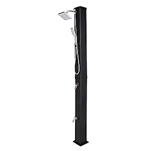 VINGLI Solar Heated Shower, with Shower Head/Handhold/Foot Shower Tap for Outdoor Backyard Poolside Beach Pool Spa,Black (10.6 Gallon-Black)