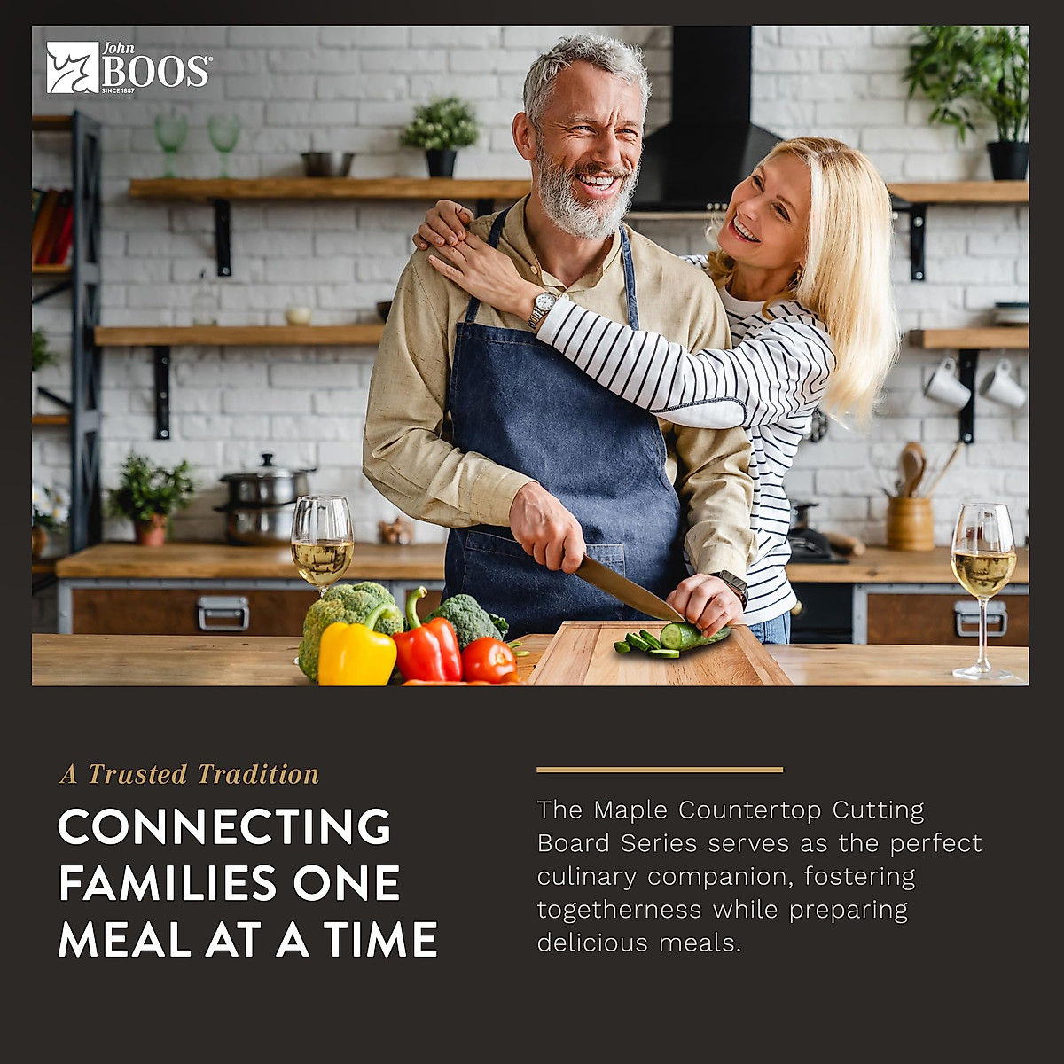 John Boos Block KNEB24S Maple Wood Countertop Reversible Edge Grain Cutting Board with Gravy Groove, 23.75 Inches x 23.75 Inches x 1.25 Inches