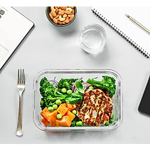 M MCIRCO 30-Piece Glass Food Storage Containers with Snap Locking Lids, [10-Pack,22 Oz] Glass Meal Prep Containers with Lids