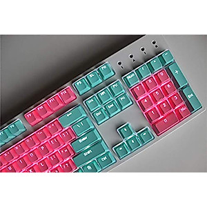 87/104 Keys Miami Doubleshot PBT Backlit Translucent Keycap Key caps ANSI/ISO Layout OEM Profile for 60%/87 TKL/104/108 Cherry MX Mechanical Gaming Keyboard (104 Keys)