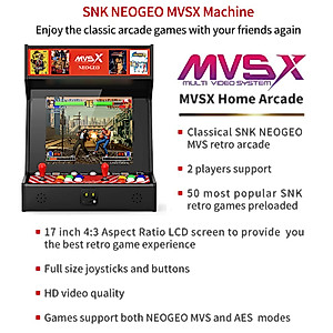 UNICO MVSX Arcade and Base, Pre-Loaded 50 SNK Official Genuine Retro Games, Support Two Players Fight Together by 2 Joysticks