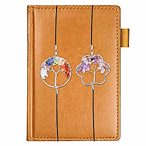 cobee Elastic Bookmark, 2PCS Tree of Life Elastic Bookmarks Crystal Bookmark Antique Beading Bookmarks Book Markers for Women Chakra Healing Bookmark for Any Books Diary Travel Journals