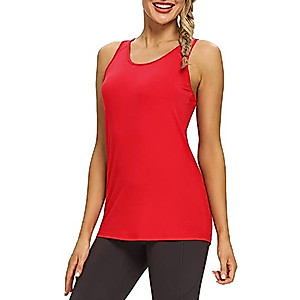 Mippo Womens Workout Tops Athletic Tank Tops Yoga Exercise Shirts Tennis Tops Sports Running Tank Top Racer Back Tanking Top for Women Red M
