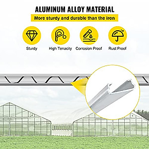 VEVOR Greenhouse Spring Wire and Lock Channel 20 Packs, 6.56 ft PE Coated Aluminum Alloy Bundle Kit, Plastic Poly Film or Shade Cloth Attachment w/Screws, Silver