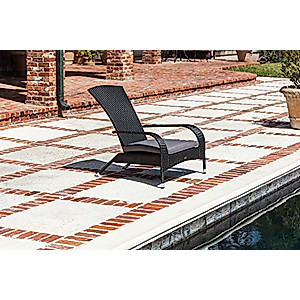 Patio Sense 62430 Coconino Wicker Chair All Weather Lightweight Durable Adirondack Style Chair Grey Outdoor Cushion Included - Black