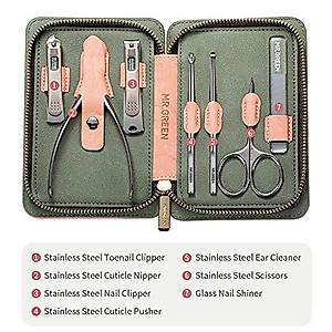 7Pcs Manicure Set, Pedicure Sets, Nail Clipper sets，Stainless Steel Professional Nail Cutter with Travel Case