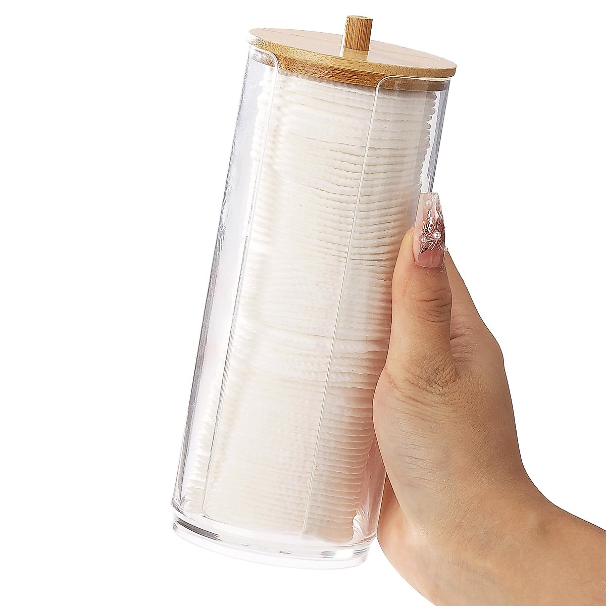 Cotton Pads Holder Set, Cotton Rounds Organizer Bathroom Clear Cotton Pads Storage Jar, 100pcs Cotton Pads