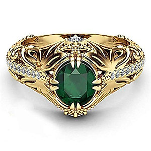 Bansriracha14K Gold Diamond Emerald Wedding Ring Jewelry Ornament Etoile Anillos Diamond Bizuteria for Women Emerald Jade 14K Gemstone Ring (7)