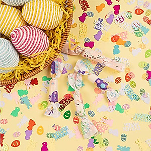 1500PCS Easter Confetti Rabbit Egg Chicken Shape Glitter Metallic Foil Table Scatters Confetti for DIY Party Decorations(1.6oz)
