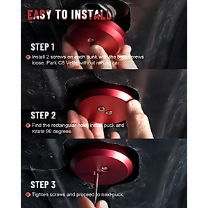 Samman Corvette Jack Pucks Billet Aluminum Jacking Puck Jack Pad Adapter Floor Jack Pad Compatible with 1997-2023 Corvette C5 C6 C7 C8/ Porsche 944 964 993 996 997 911 Boxster Cayman -(4 Pack Red)