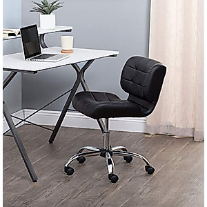 Calico Designs Modern Black Crest Armless Office Chair Swivel Task Chair Desk Chair Computer Chair, Black,