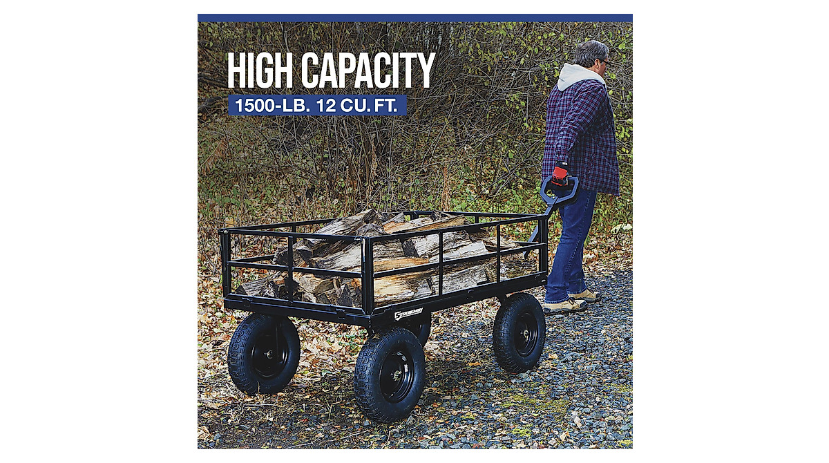 Strongway Steel Cart - 1500-Lb Capacity with Removable Sides