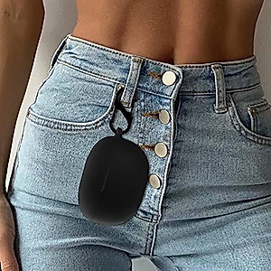 Geiomoo Silicone Carrying Case Compatible with BeatsStudio Buds, Portable Scratch Shock Resistant Cover with Carabiner (Black)