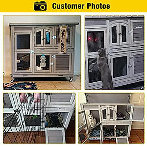 Aivituvin 47" Two Story Rabbit Hutch Bunny Cage with Wheels, Indoor Outdoor Guinea Pig Cage with 2 Deep No Leak Tray