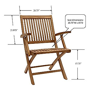 Redmon Premium Teak Folding Chair, Large, Woodgrain