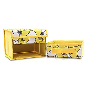 FINEX Yellow Snoopy Foldable Storage Organizer Box for Desk - with Removable Drawer
