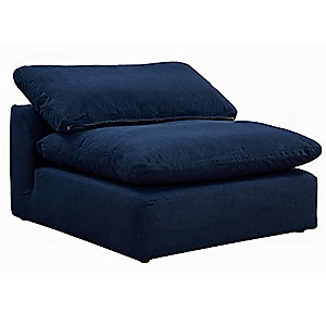 Sunset Trading Contemporary Puff Collection 3 PC 132" Wide Slipcovered Modular Sofa | Stain Proof Water Resistant Washable Performance Fabric | Navy Blue Sectional, Configurable