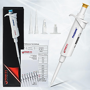 4E's USA Pipette - 0.1-2.0μl Micropipette, Adjustable Volume Pipette with Autoclavable Lower Portion, Universal Tip Cone Single Channel Pipettes, Laboratory ISO 8655 Calibrated Pipettor