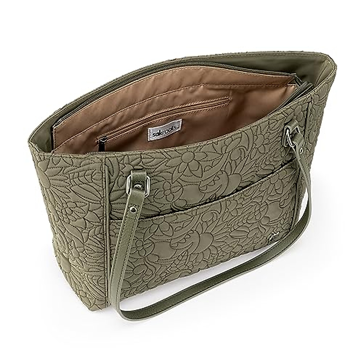 Sakroots Metro Tote Bag in Eco-Twill with Dual Shoulder Straps, Olive Spirit Desert Quilted
