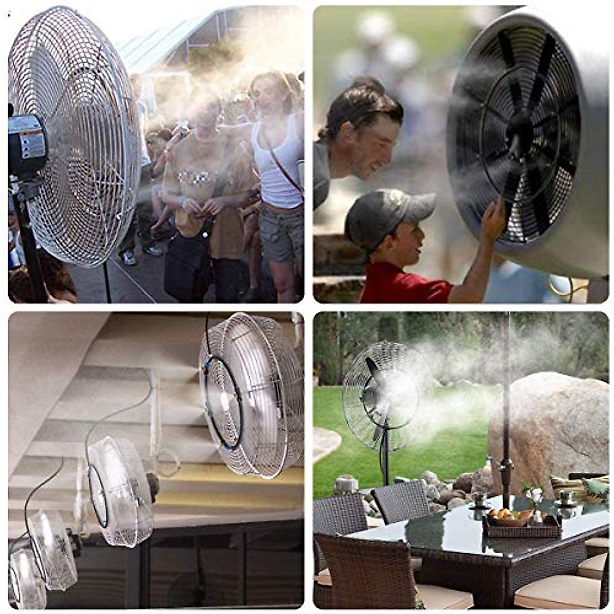 H&G lifestyles Outdoor Fan misting System for patios Water Mister Cooling Patio Connects Any Outdoor Fan 13 FT 6 Nozzles to Convert misting Fan （Fan not Included