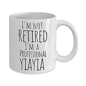 Yiayia Mug for Retired Greek Grandma - Best Mothers Day, Christmas Stocking Stuffer, Birthday or Baby Reveal Gift For a New Grandmother from Grandkids Granddaughter Grandson - 11oz Coffee Tea Cup