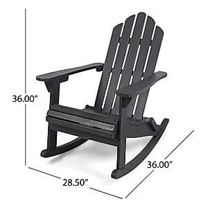 Christopher Knight Home Cara Outdoor Adirondack Acacia Wood Rocking Chair, Dark Gray Finish