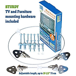 Metal TV Safety Straps (2-Pack) Heavy Duty Furniture & TV Anti Tip Straps | Sturdy Hardware Included