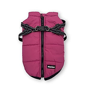 MOKIMA Small Dog Warm Jacket with Leash Attachment - Winter Small Dog Sweater Coat - Small Dog Clothes for Indoor and Outdoor Use - Water Resistant - (Small, Grey)