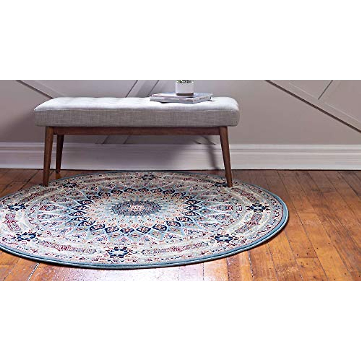 Unique Loom Narenj Collection Area Rug - Adams (10' Round Blue/Burgundy)