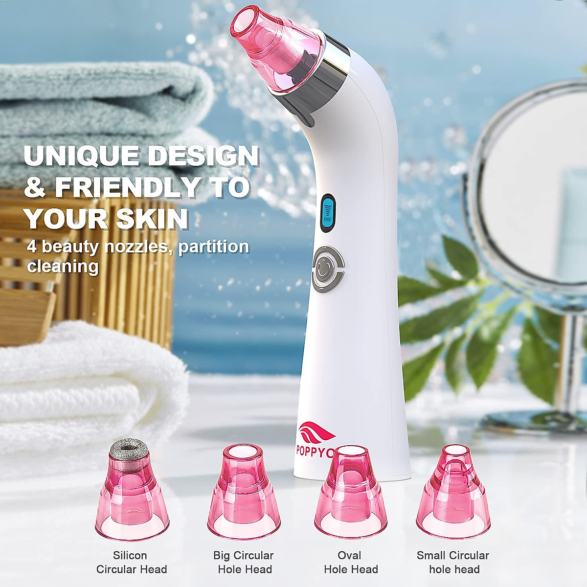 Blackhead Remover Pore Vacuum Electric Blackhead Extractor Tool Comedo Removal Suction Beauty Device for Women（Pink)