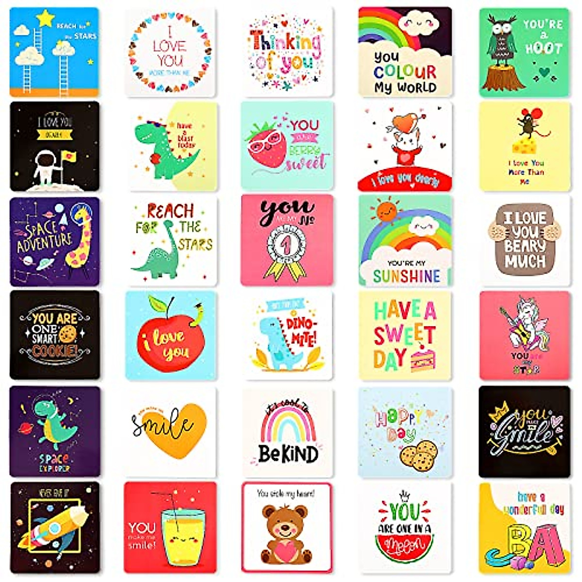 120 Pieces Lunch Box Notes for Kids Cute Lunchbox Notes for Kindergartners Inspirational and Motivational Kids Lunch Box Notes Back to School Gifts for Kids ,60 Style (Lovely Style)