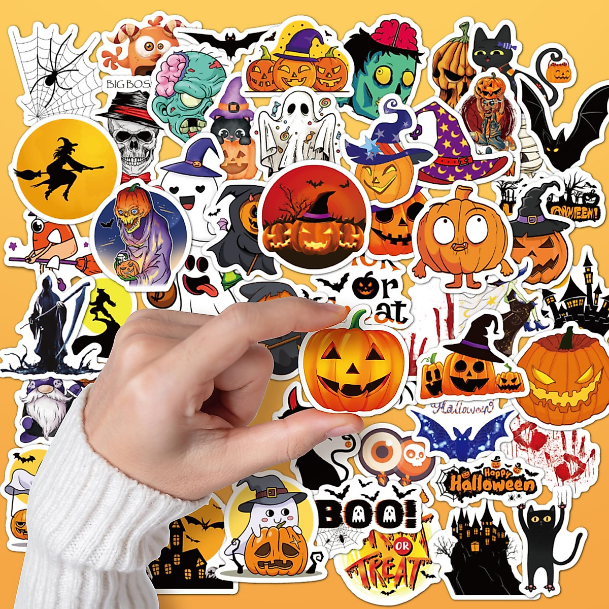 Non-Repeating Halloween Stickers, Halloween Party Favors,Vinyl Waterproof Holiday Party Stickers, Kids and Youth Adult Party Favors Gifts Crafts- Halloween Decorations